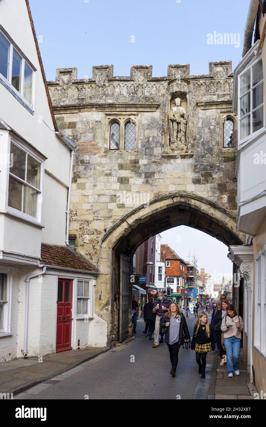 Medieval city of Salisbury UK; the 13th century High Street gate ...