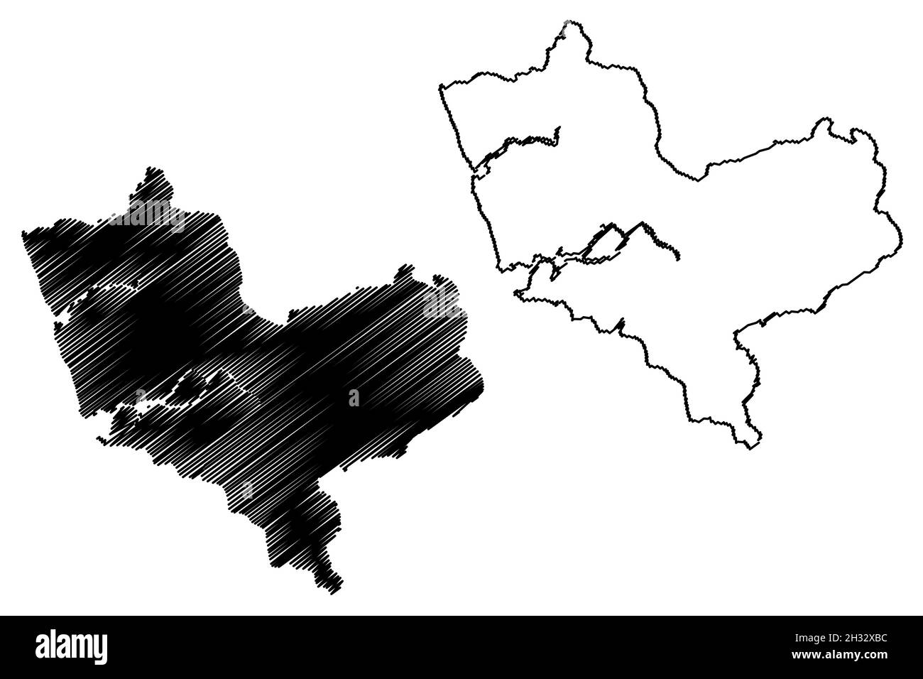 North Goa district (Goa State, Republic of India) map vector ...