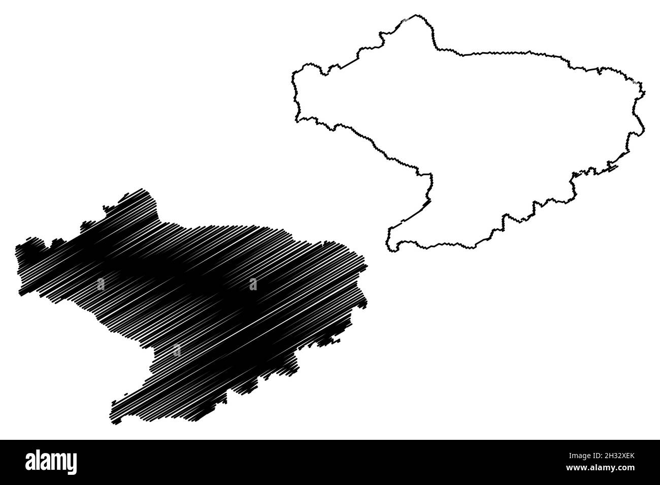 Nilgiris district (Tamil Nadu State, Republic of India) map vector ...