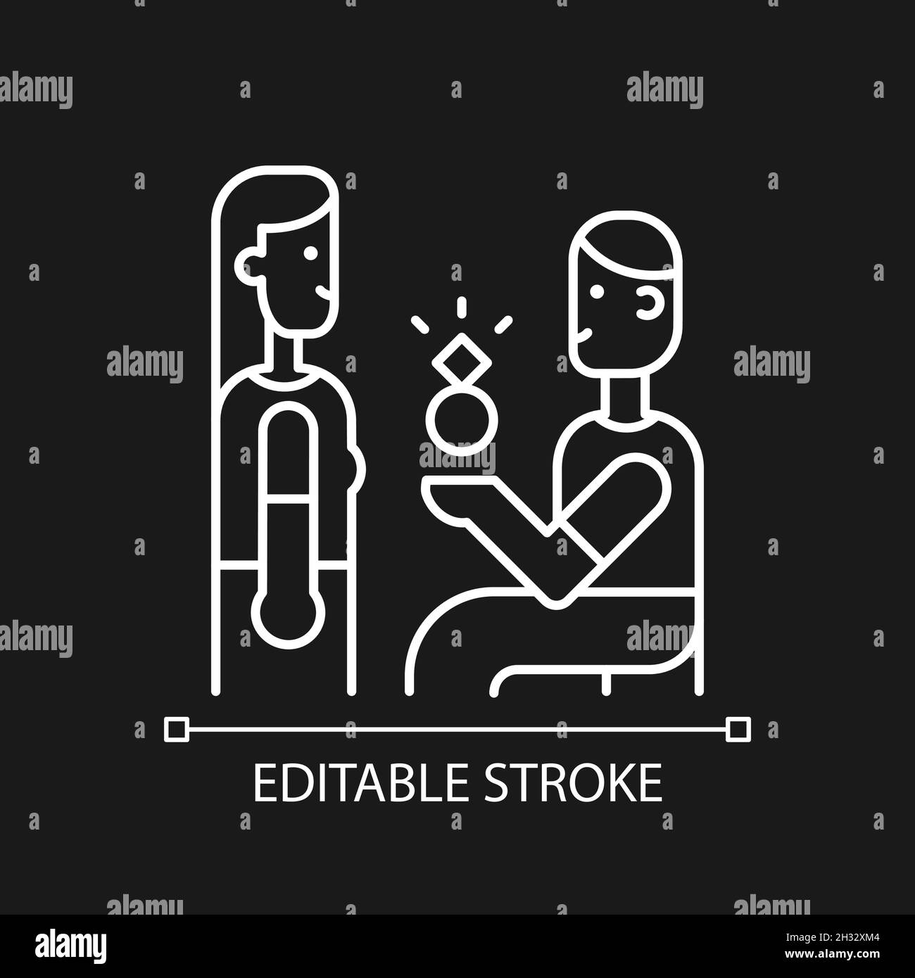 Making proposal white linear icon for dark theme Stock Vector Image ...