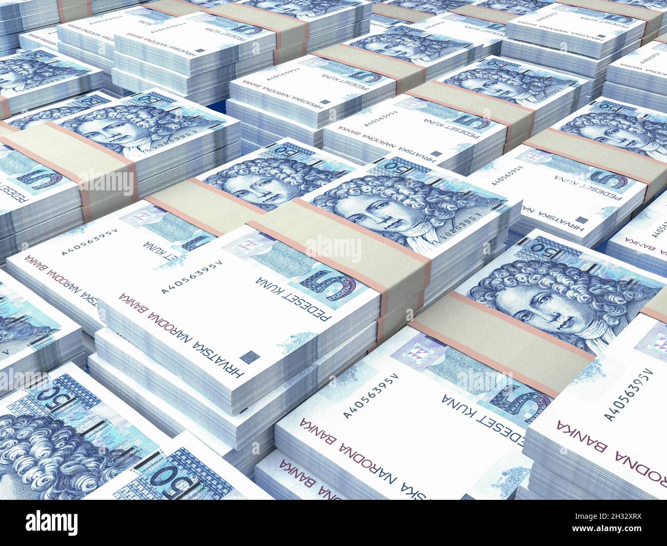 Money of Croatia. Croatian kuna bills. HRK banknotes. 50 euro. Business ...