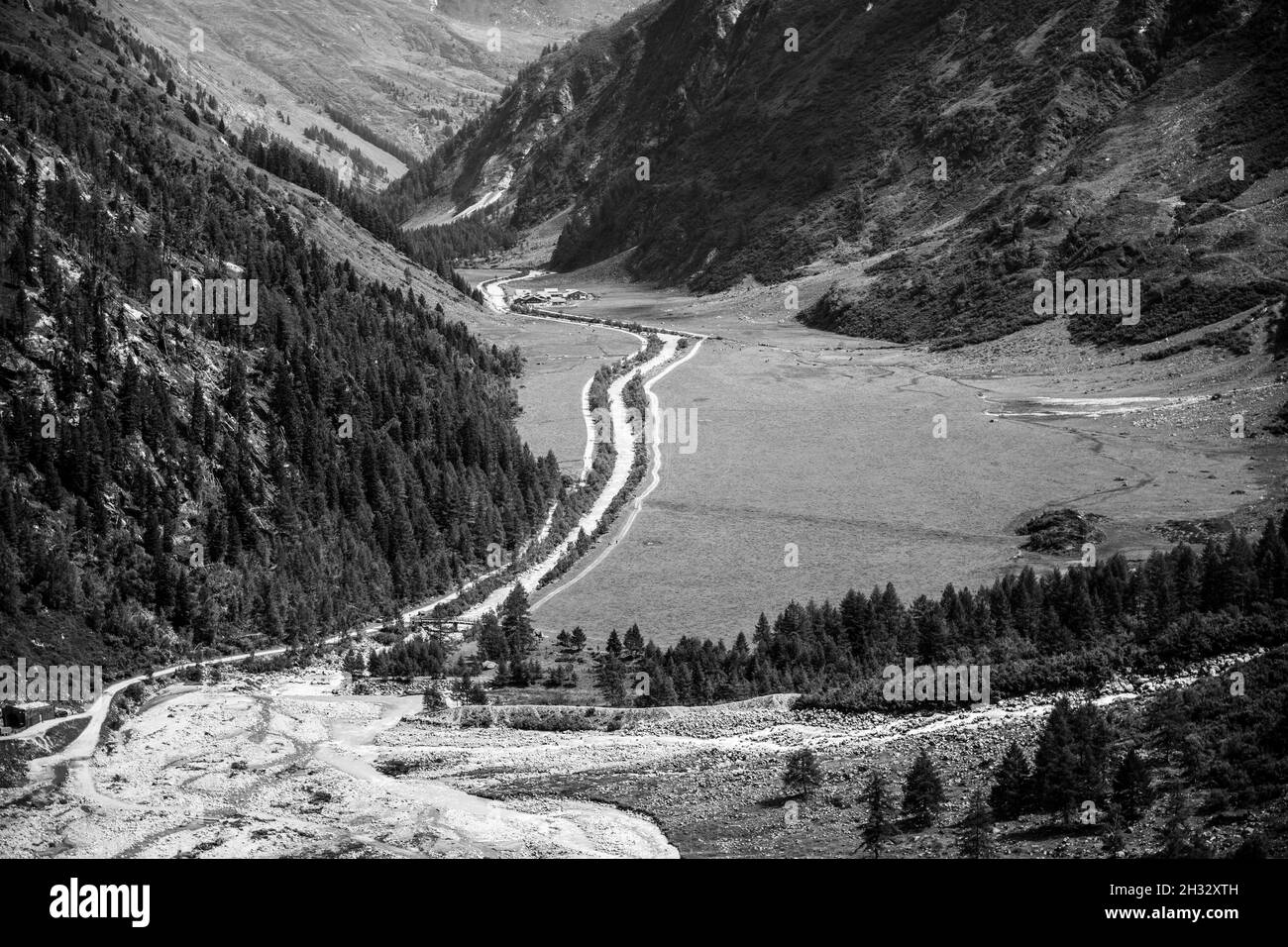 Peaceful alpine meadow in Black and White Stock Photos & Images - Alamy