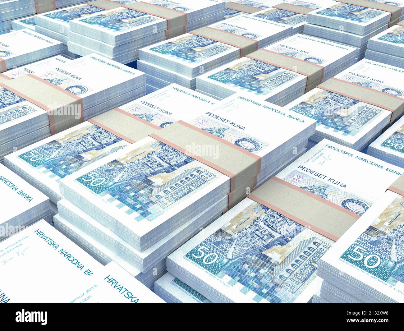 Money of Croatia. Croatian kuna bills. HRK banknotes. 50 euro. Business ...