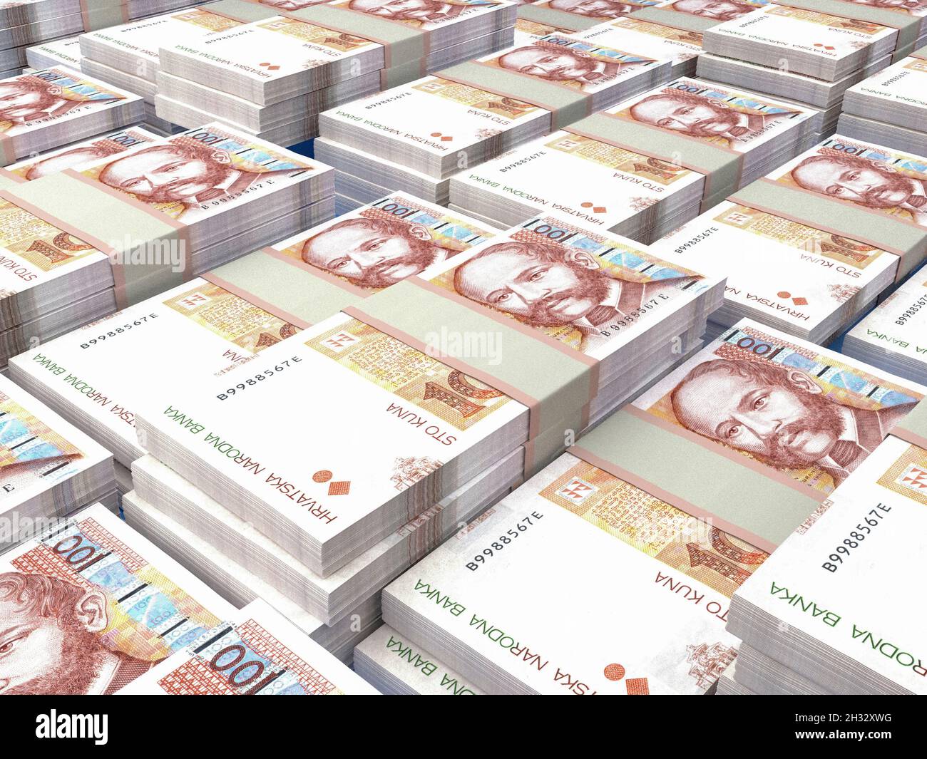 Money of Croatia. Croatian kuna bills. HRK banknotes. 100 euro ...