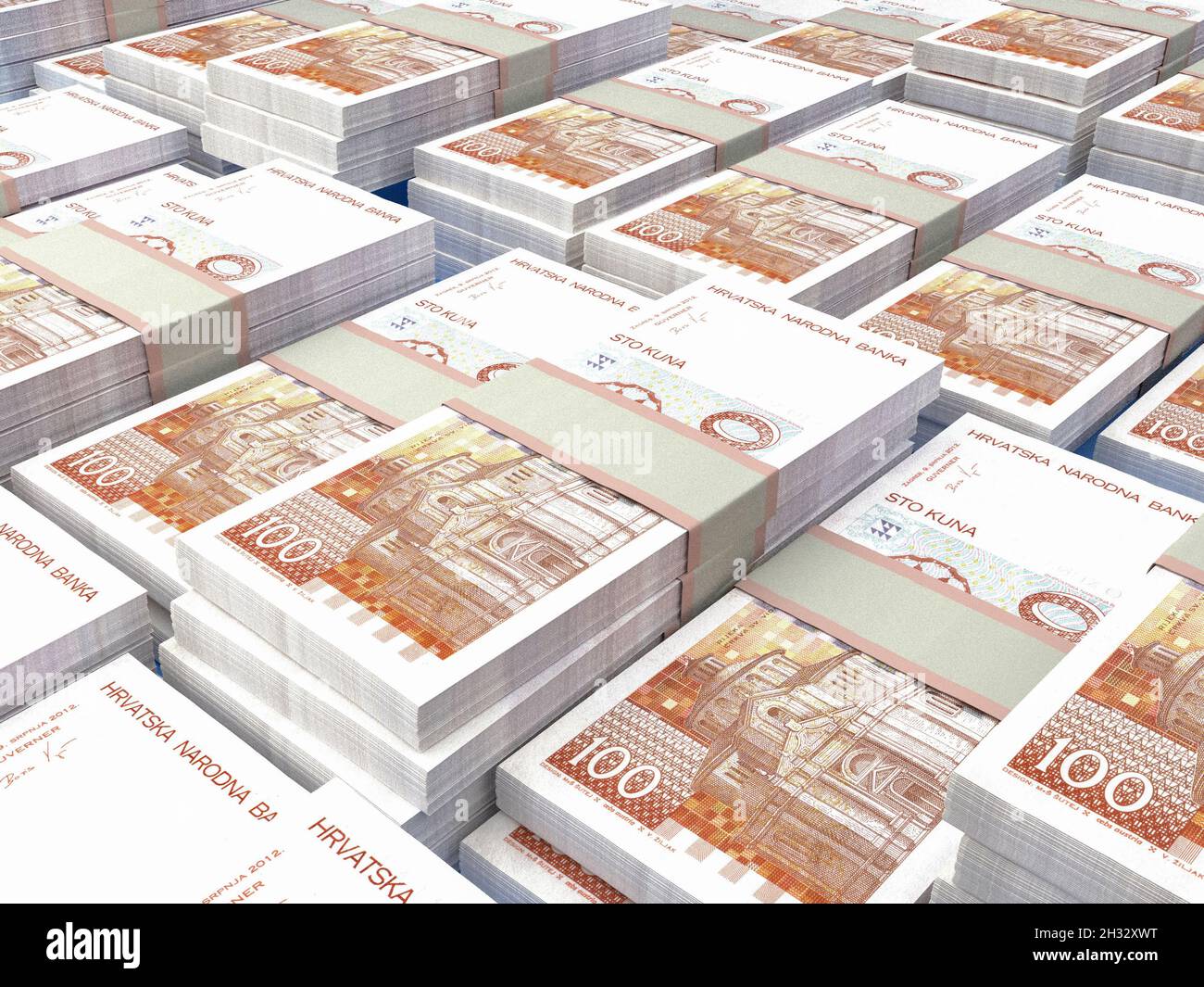 Money of Croatia. Croatian kuna bills. HRK banknotes. 100 euro ...