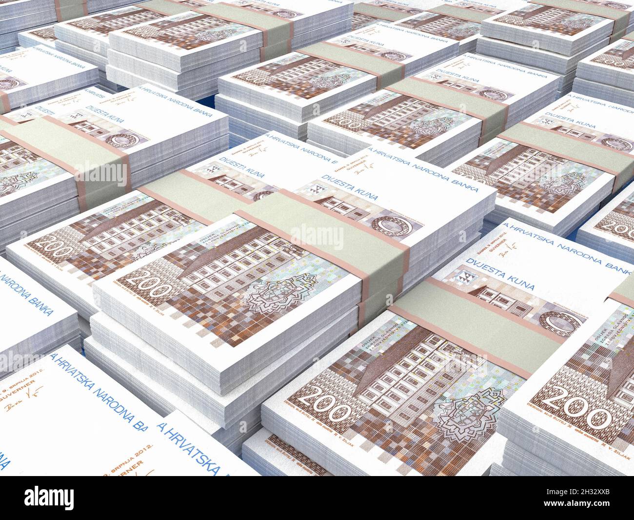 Money of Croatia. Croatian kuna bills. HRK banknotes. 200 euro ...