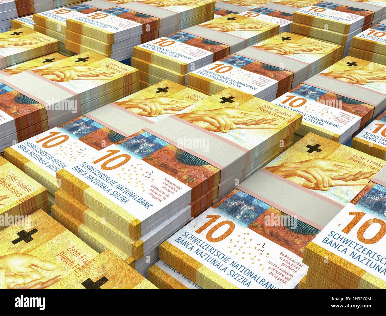 Money of Switzerland. Swiss franc bills. CHF banknotes. 10 francs ...