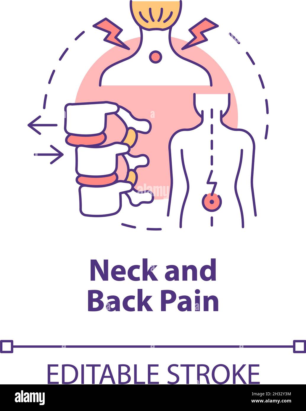 Neck and back pain concept icon Stock Vector Image & Art - Alamy
