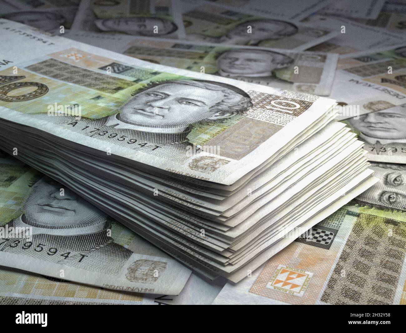 Money of Croatia. Croatian kuna bills. HRK banknotes. 10 euro. Business ...
