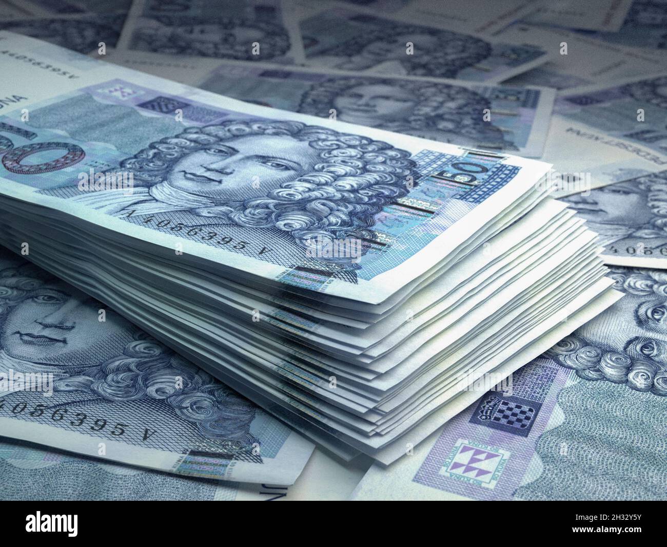 Money of Croatia. Croatian kuna bills. HRK banknotes. 50 euro. Business ...