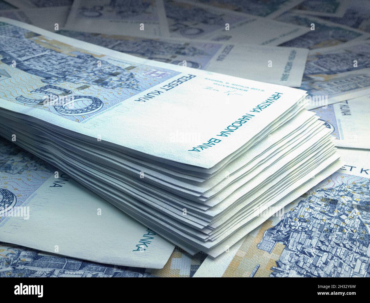 Money of Croatia. Croatian kuna bills. HRK banknotes. 50 euro. Business ...