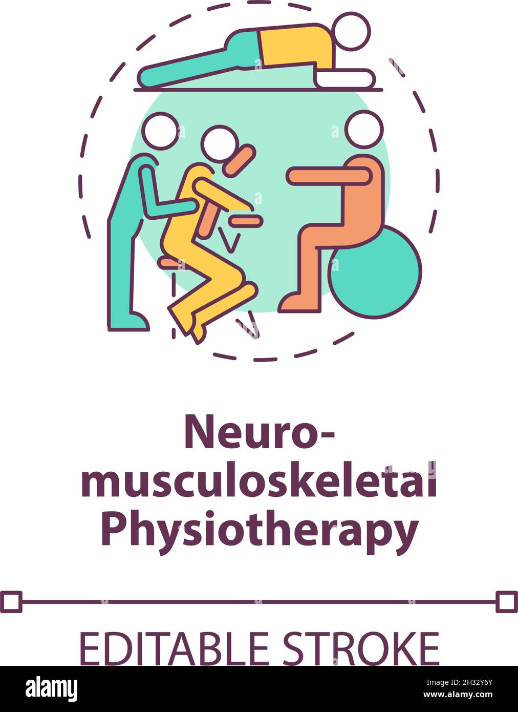 Neuro musculoskeletal physiotherapy concept icon Stock Vector Image ...