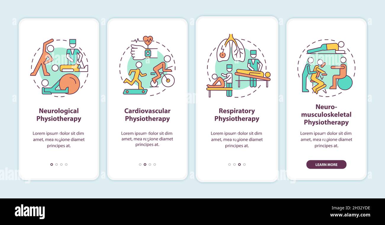 Physiotherapy onboarding mobile app page screen Stock Vector Image ...