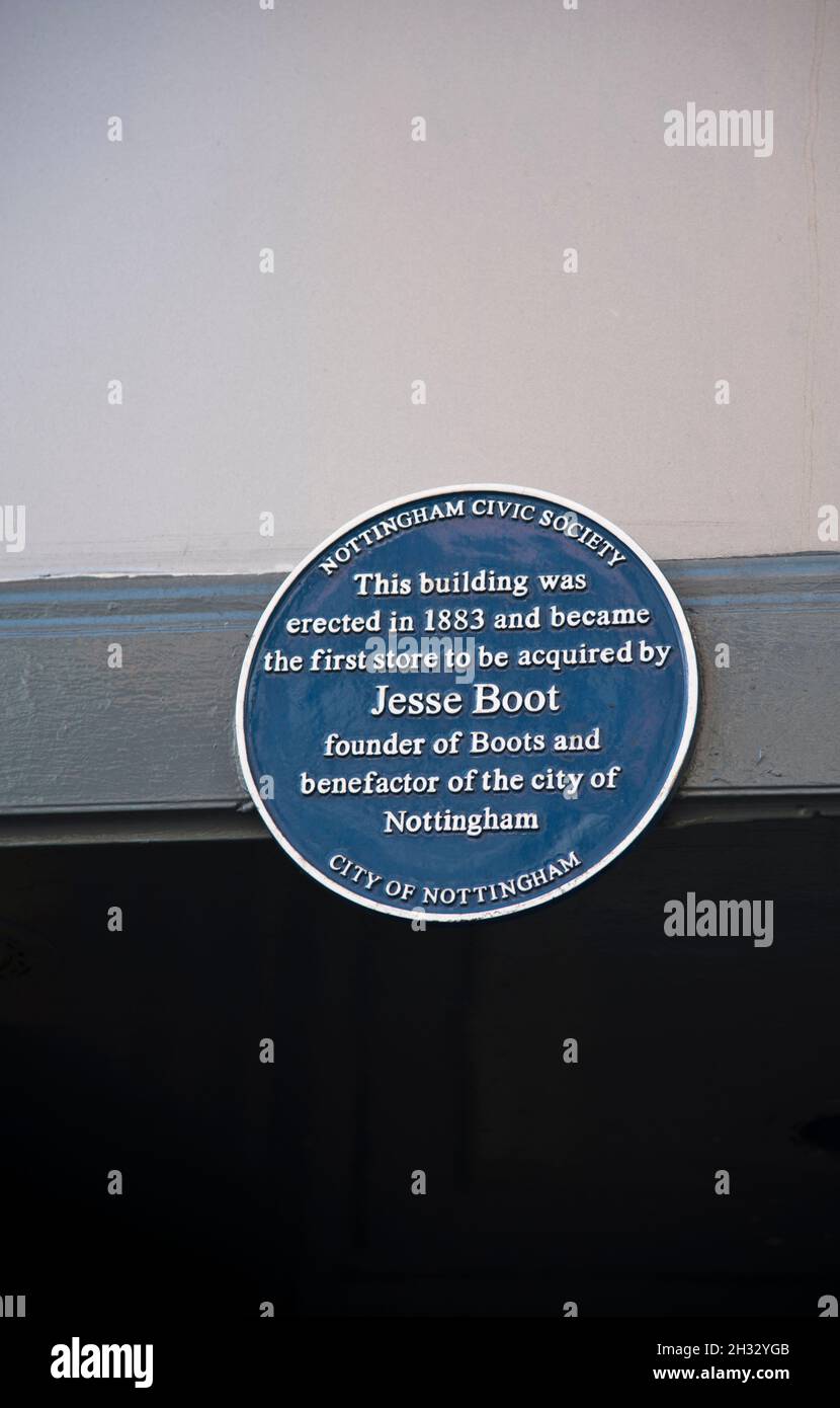 Nottingham Civic Society Blue plaque outside the doorway of the first ...