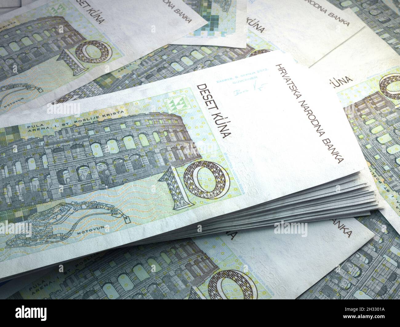 Money of Croatia. Croatian kuna bills. HRK banknotes. 10 euro. Business ...