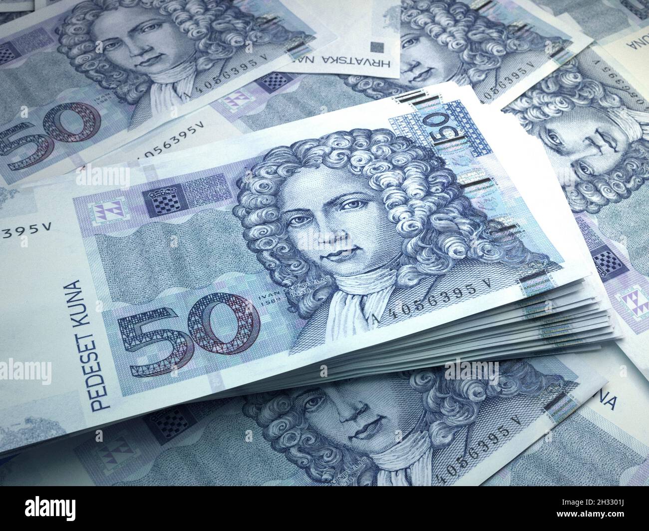 Money of Croatia. Croatian kuna bills. HRK banknotes. 50 euro. Business ...