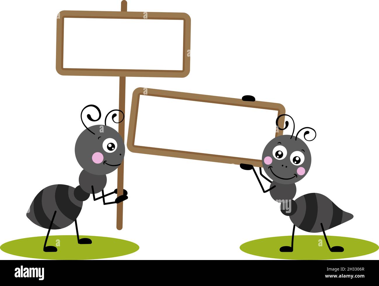 Cute ants holding a sign boards Stock Photo - Alamy