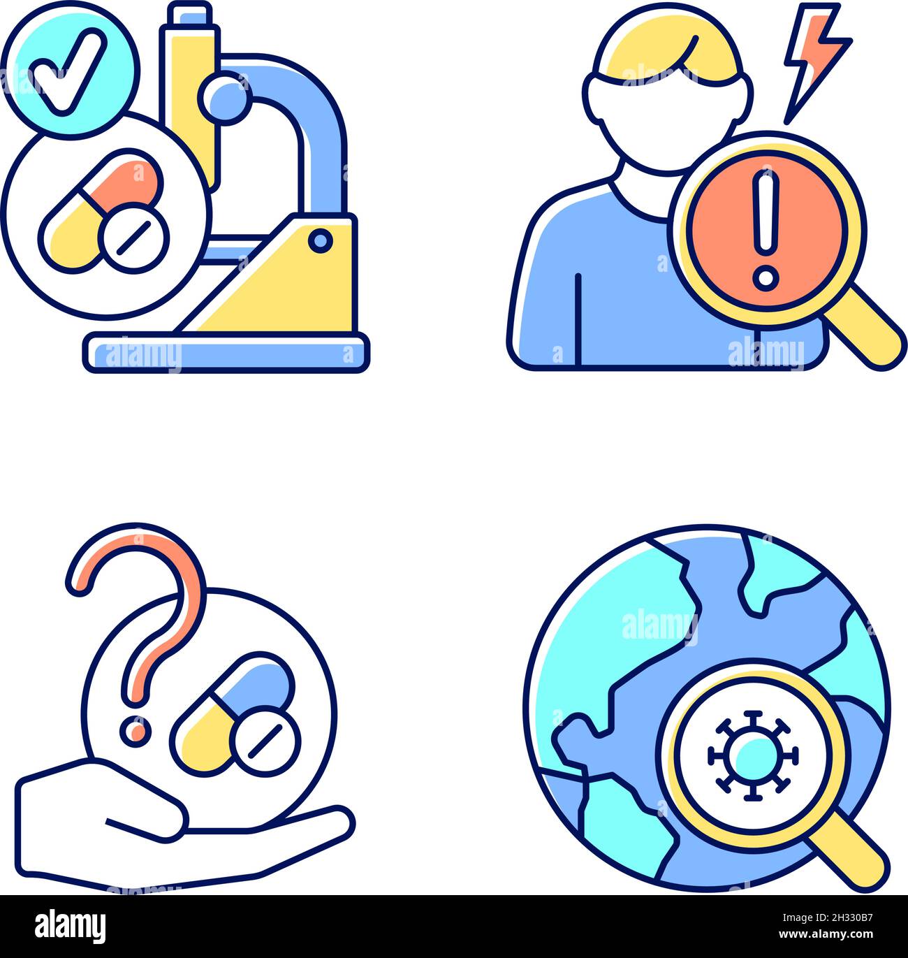 Testing potential treatments RGB color icons set Stock Vector Image ...