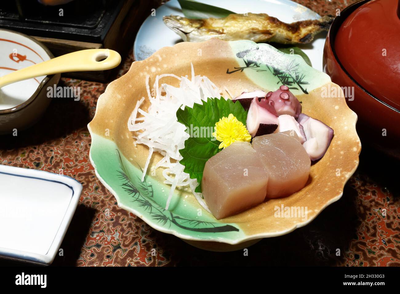 shibu onsen, nagano, japan, 2021-23-10 , Meal at a traditional Ryokan ...