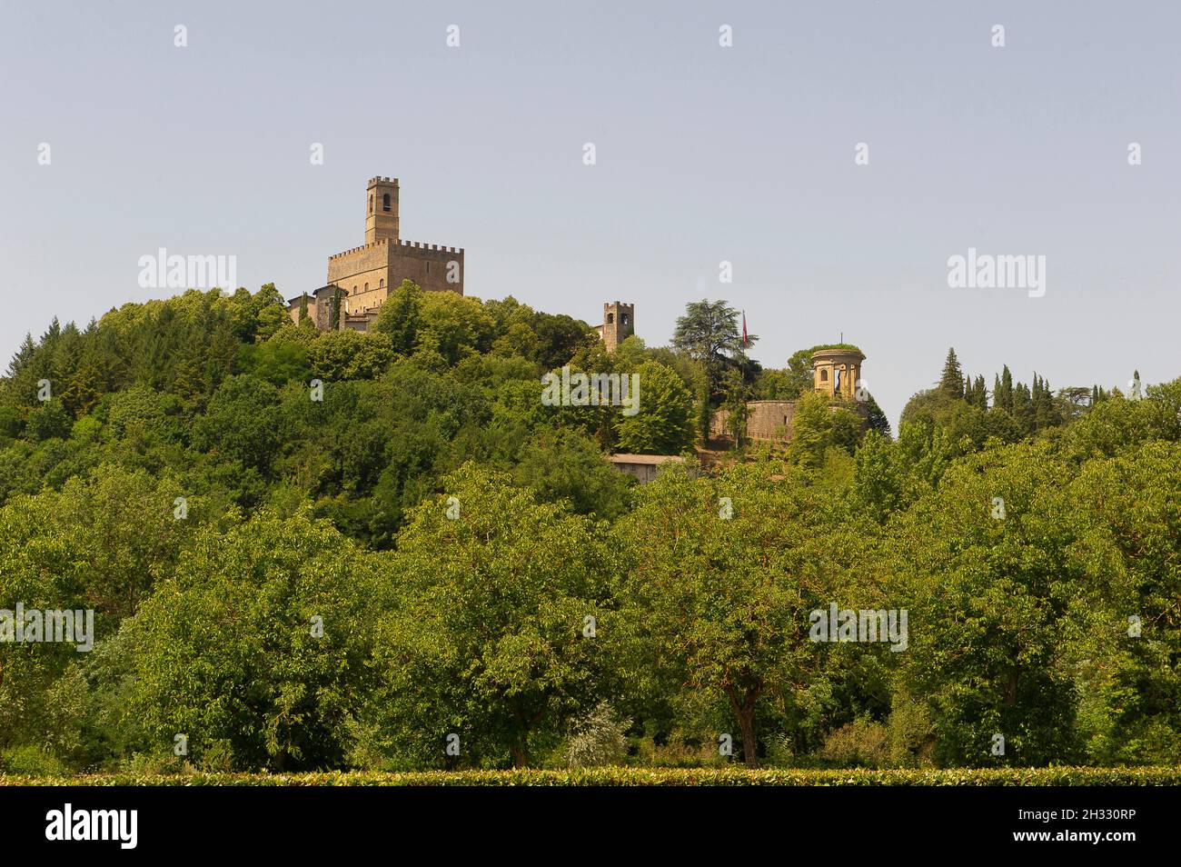 Europe, Italy, Tuscany, Arezzo. Casentino, medieval castle fortress of ...