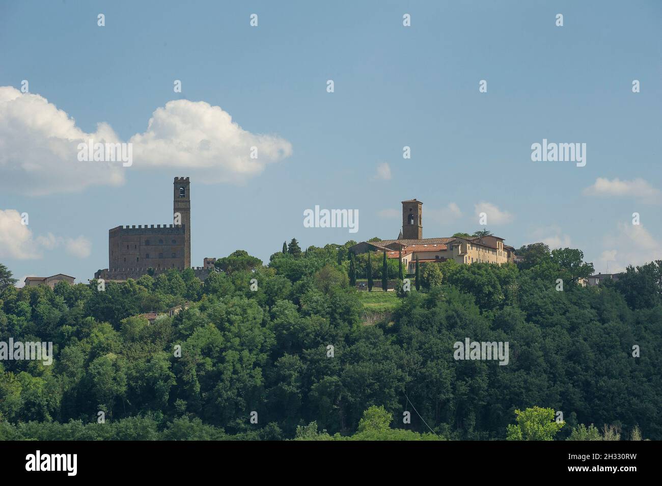 Europe, Italy, Tuscany, Arezzo. Casentino, medieval castle fortress of ...