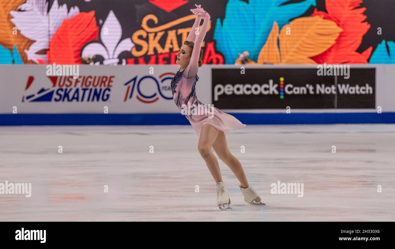 Las Vegas, Nevada, October 24, 2021, Daria Usacheva of Russia skates ...