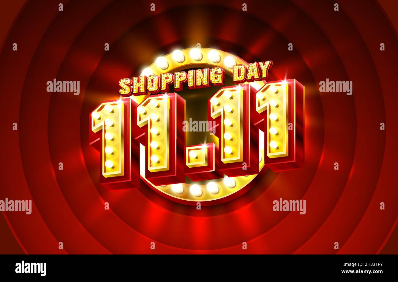 Special offer, shopping day 11.11, marketing poster. Vector ...