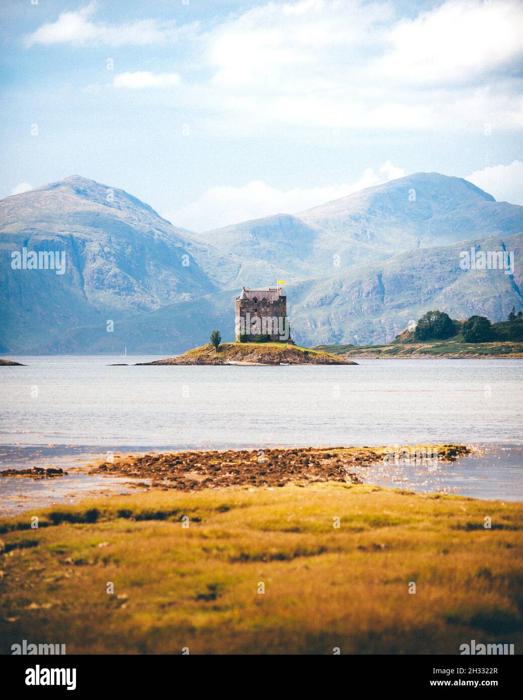 Vertical shot of an isolated castle in Scotland during daylight Stock ...