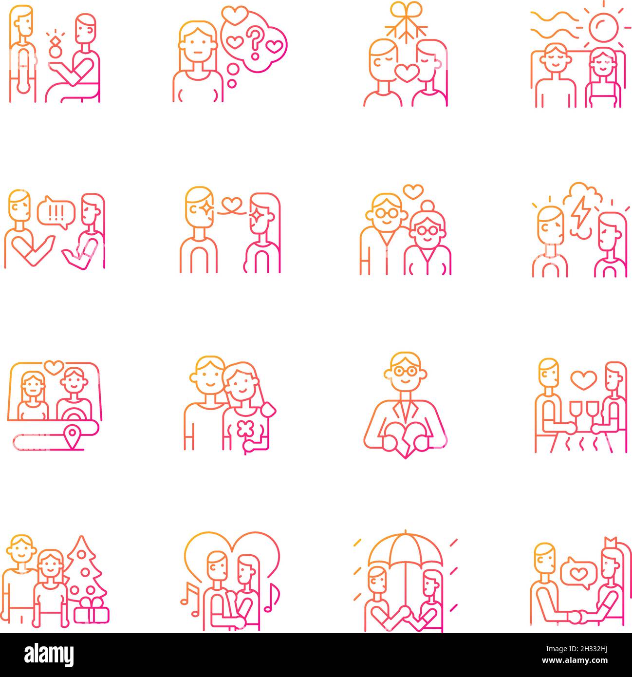 Romance gradient linear vector icons set Stock Vector Image & Art - Alamy