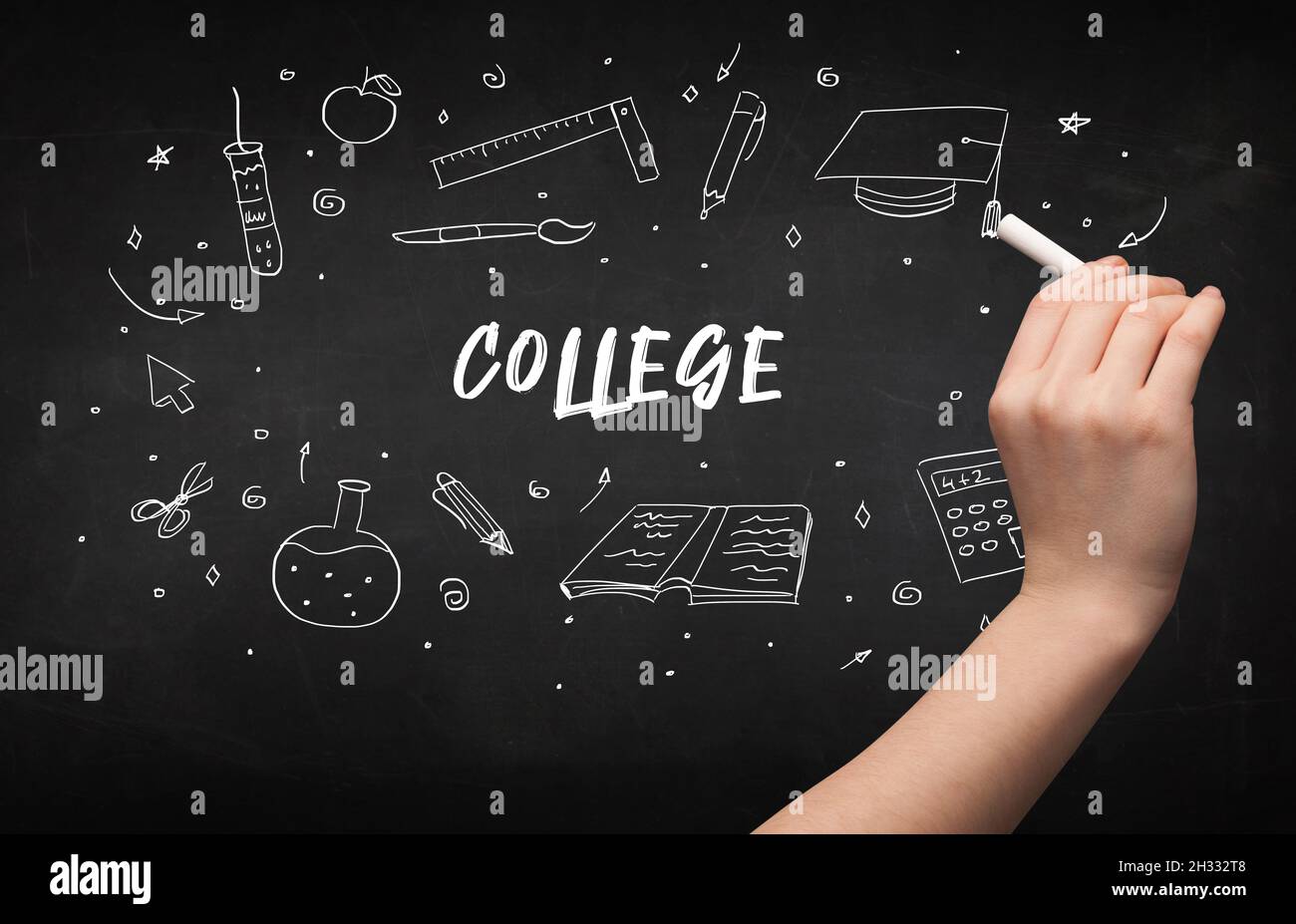 Hand drawing education concept concept Stock Photo - Alamy