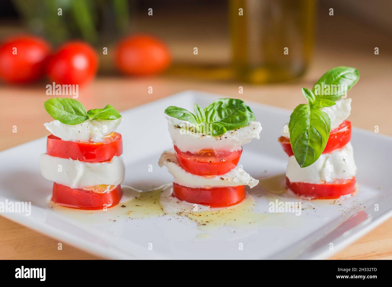 Caprese salad with mozarella cheese,tomatoes and basil.creative option ...
