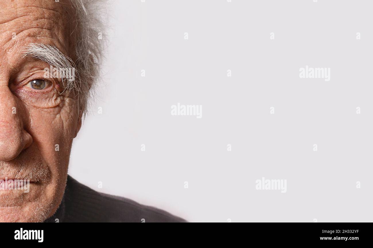 Very old man portrait. Banner. Copy space Stock Photo - Alamy