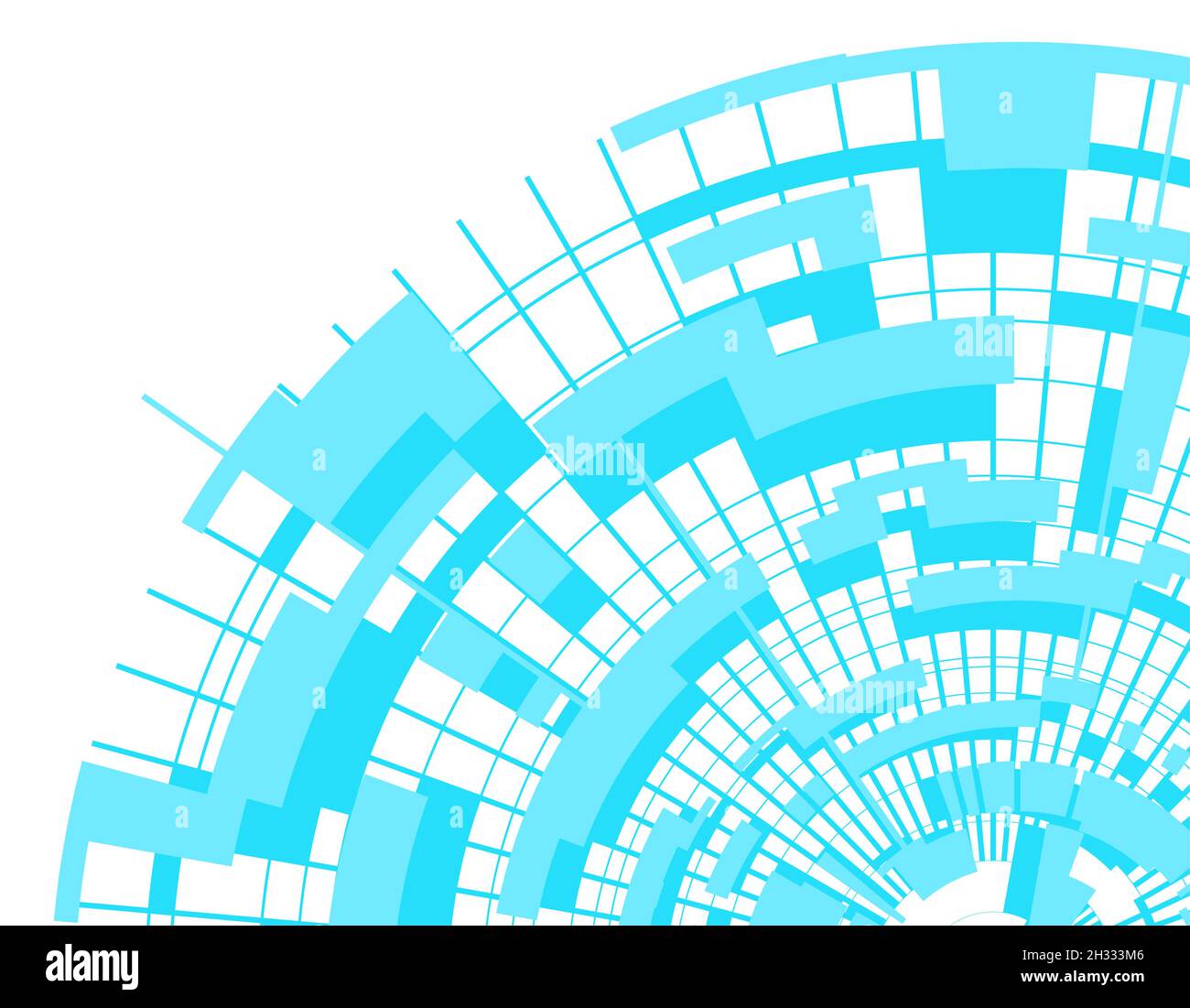 Abstract geometric circular blue design element isolated on white ...