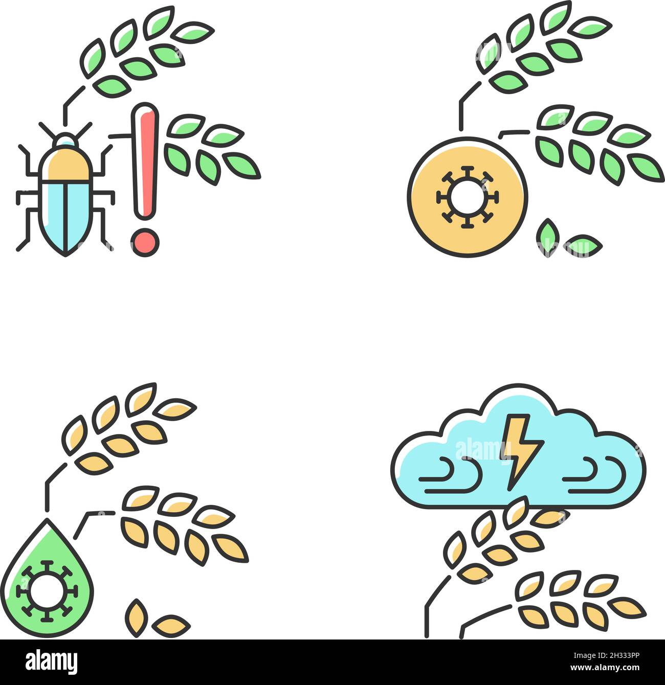 Crop loss reasons RGB color icons set Stock Vector Image & Art - Alamy