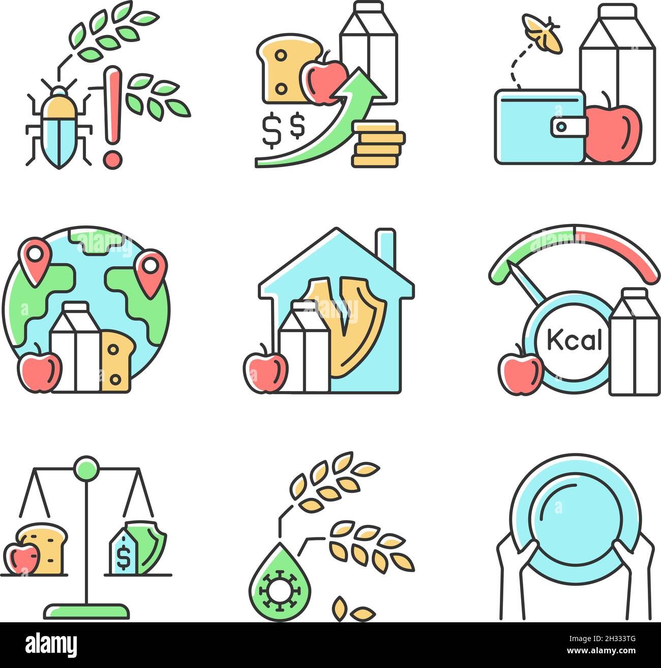 Hunger reasons RGB color icons set Stock Vector Image & Art - Alamy