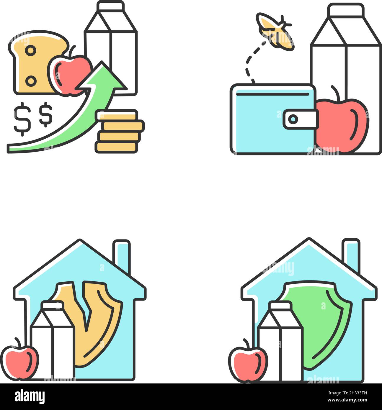 Poverty and hunger RGB color icons set Stock Vector Image & Art - Alamy