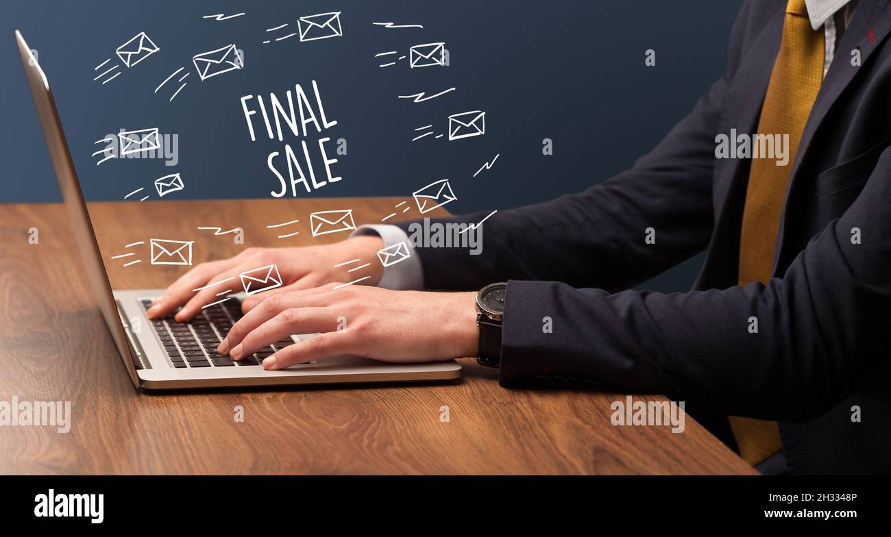 Businessman working on laptop, e-commerce concept Stock Photo - Alamy