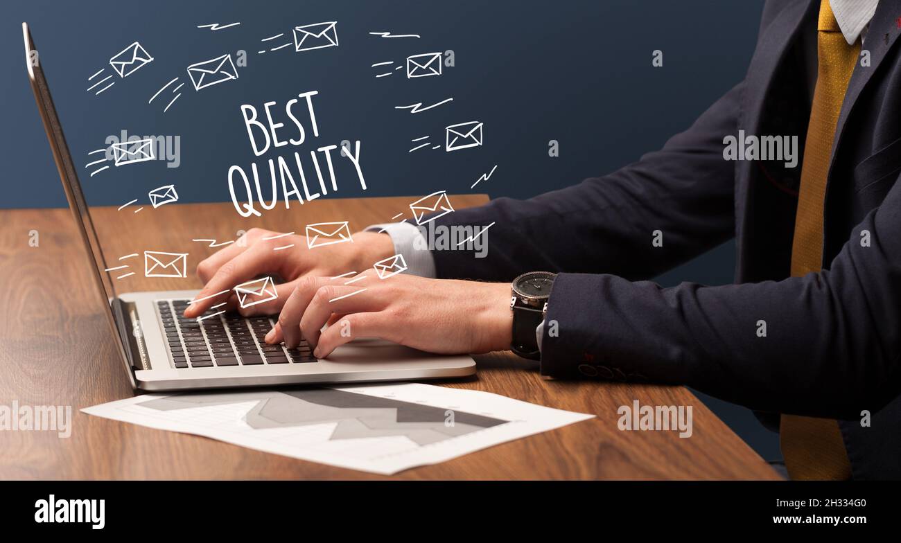 Businessman working on laptop, e-commerce concept Stock Photo - Alamy