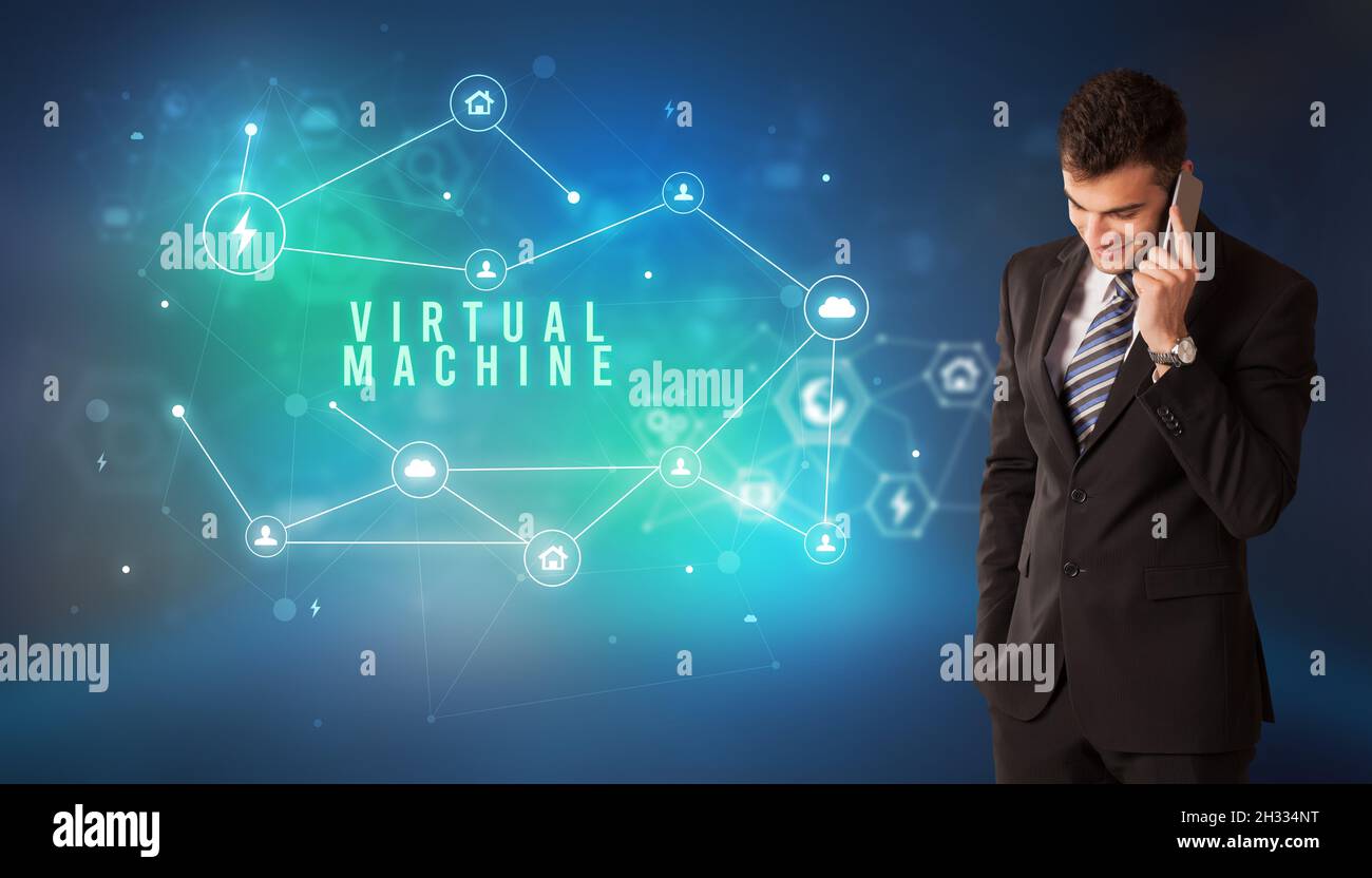 Businessman thinking about technology concept Stock Photo - Alamy