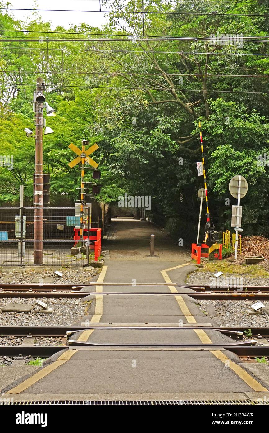 Vertical shot of an outdoor train track in Japan Stock Photo - Alamy