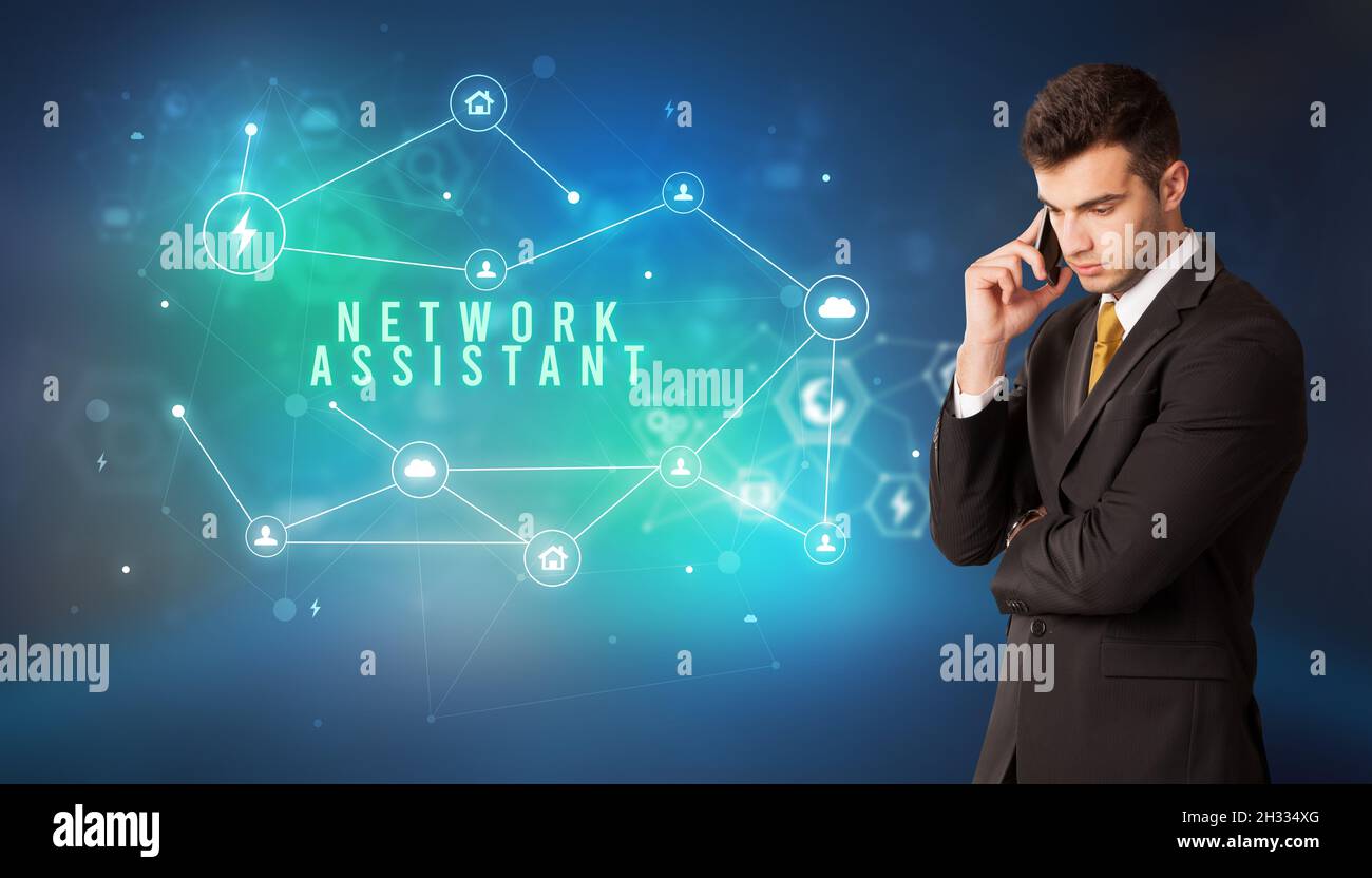 Businessman thinking about technology concept Stock Photo - Alamy