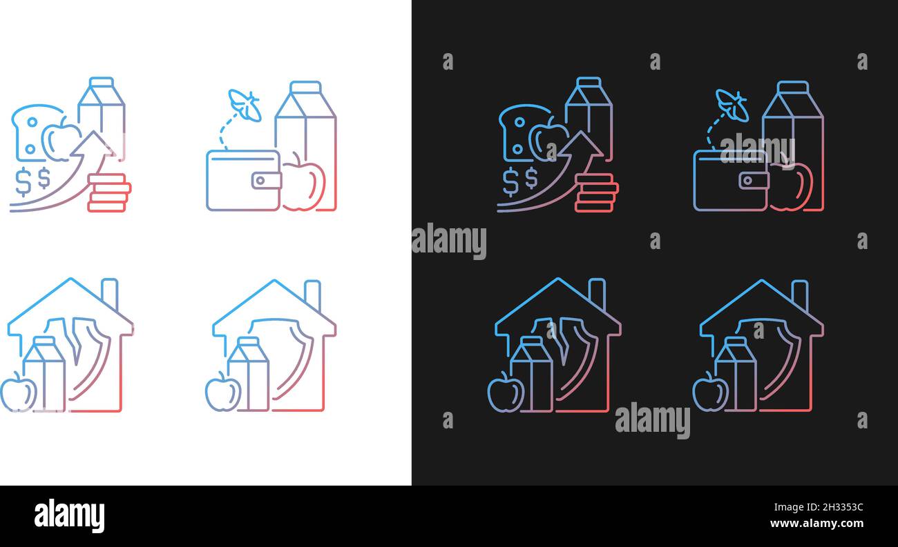 Poverty and hunger gradient icons set for dark and light mode Stock ...