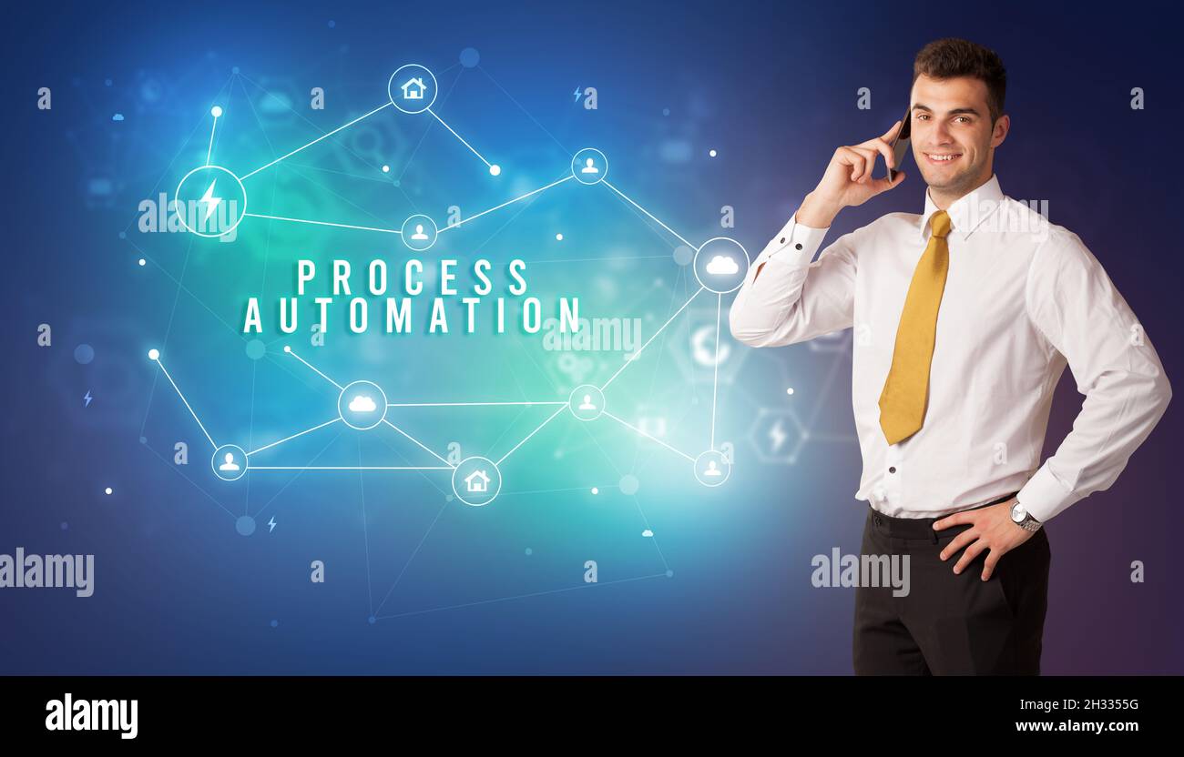 Businessman thinking about technology concept Stock Photo - Alamy