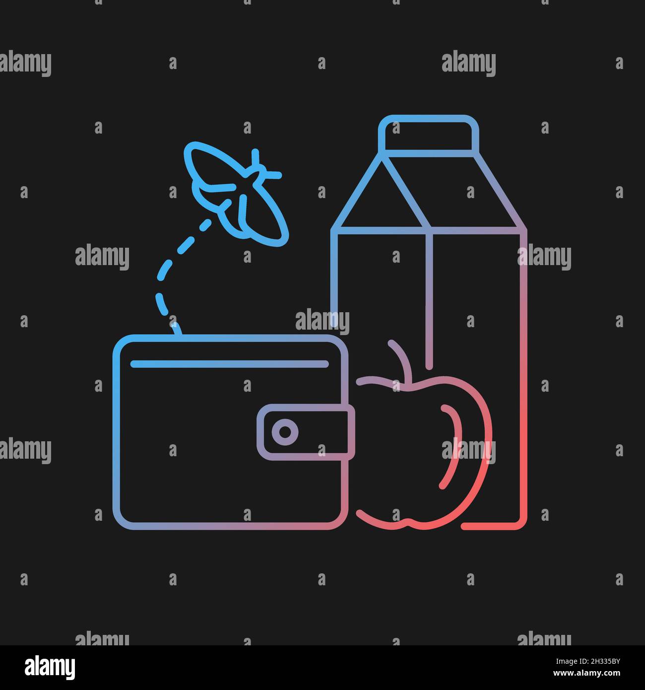 No money for food gradient vector icon for dark theme Stock Vector ...