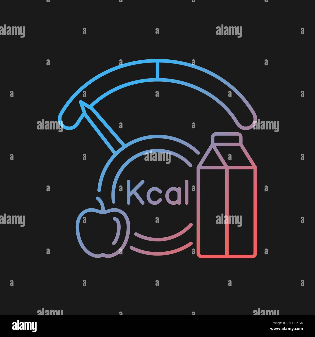 Insufficient calories consumption gradient vector icon for dark theme ...