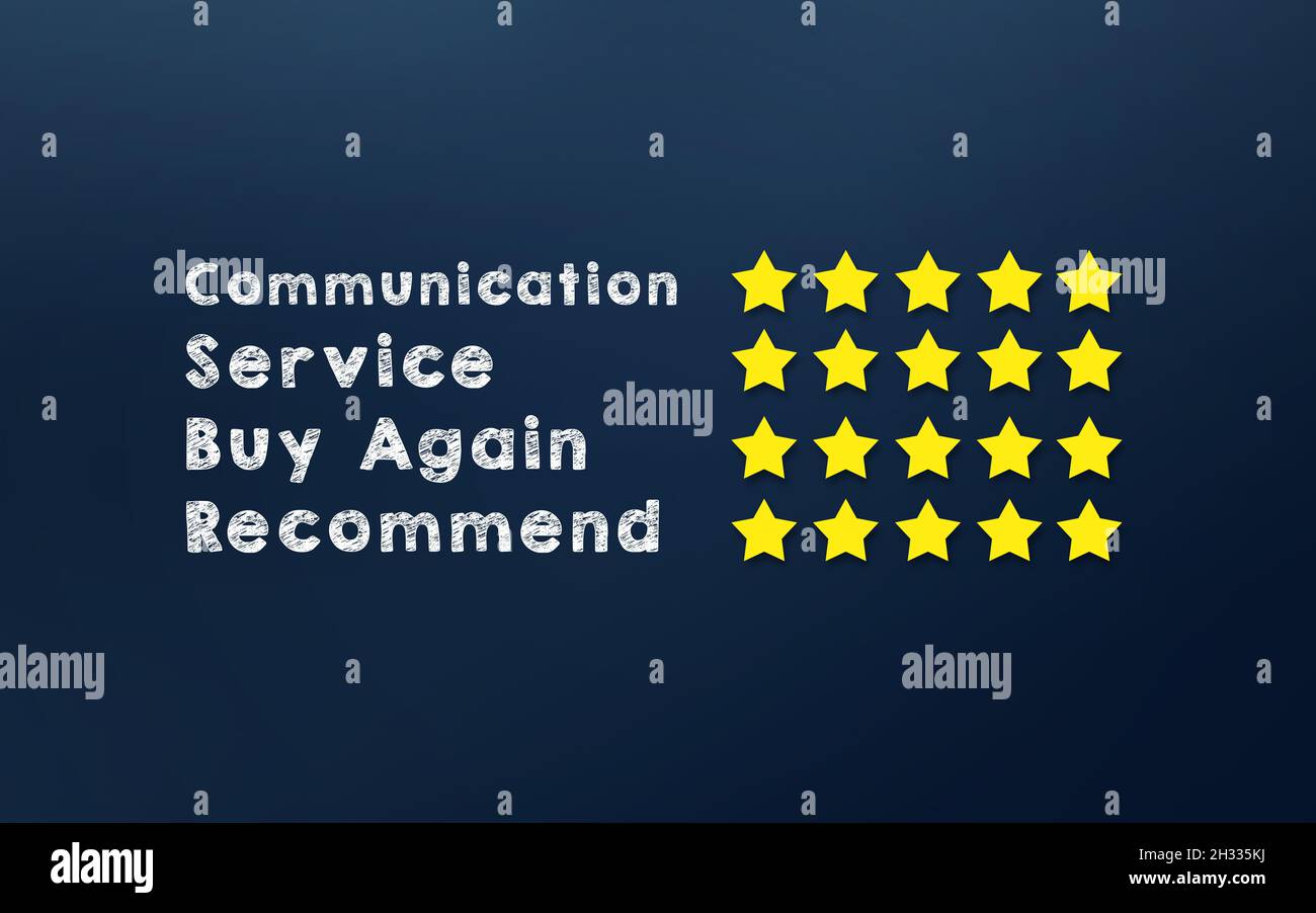 Happy Shopper concept. Rating 5 Stars review of good service ...