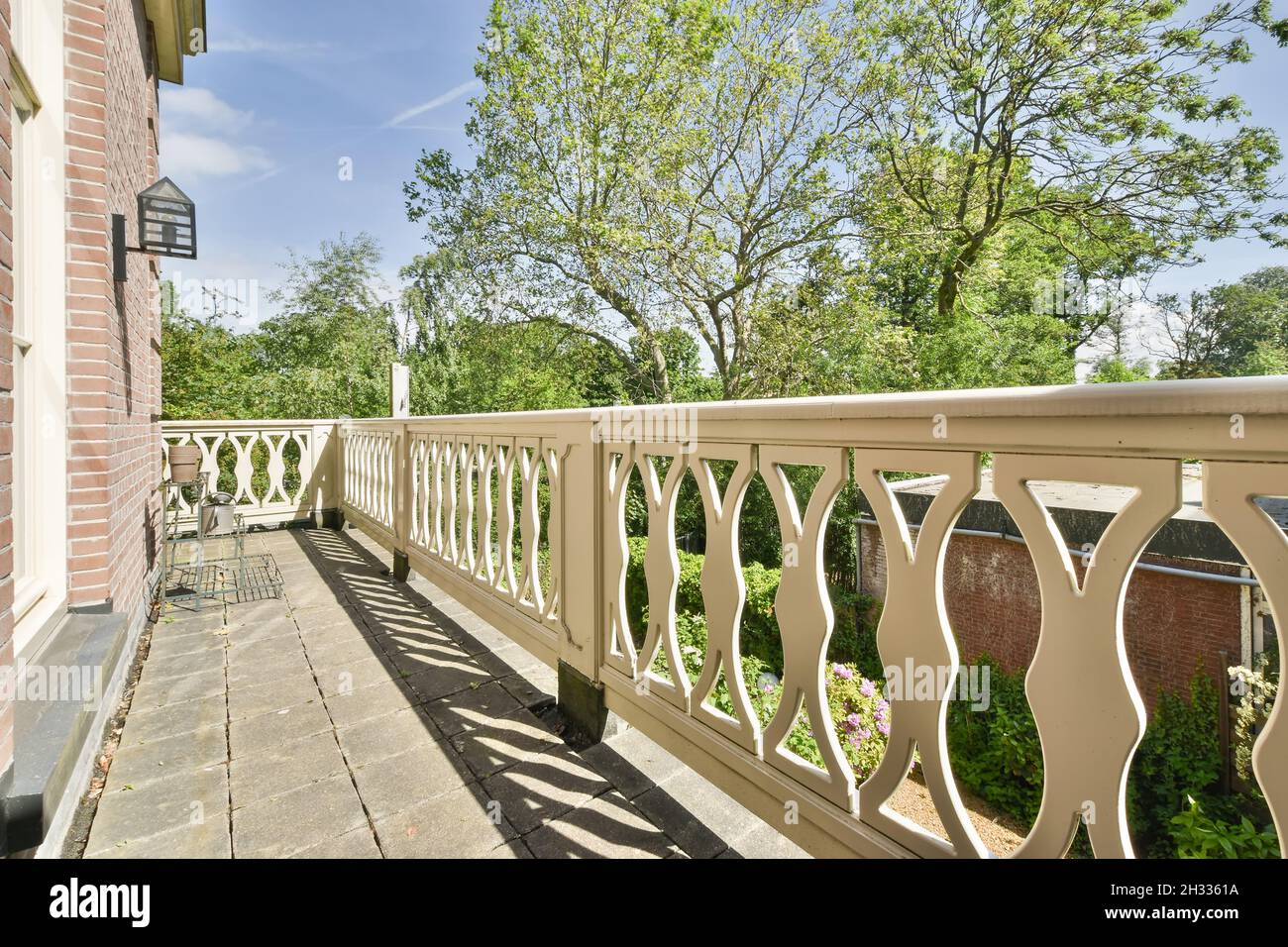 View of the beautiful balcony of the house Stock Photo - Alamy