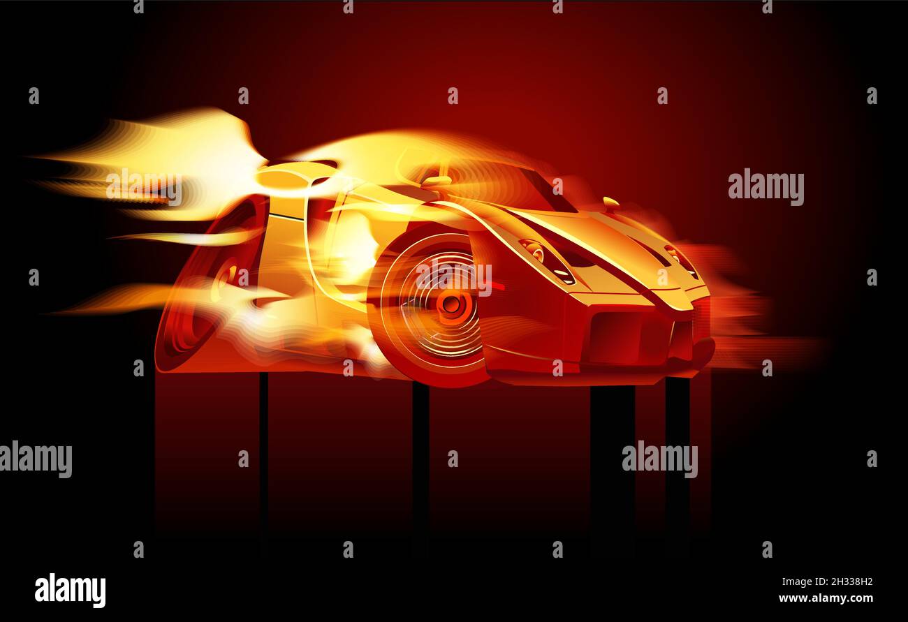 Cartoon sport car in flame Stock Vector Image & Art - Alamy