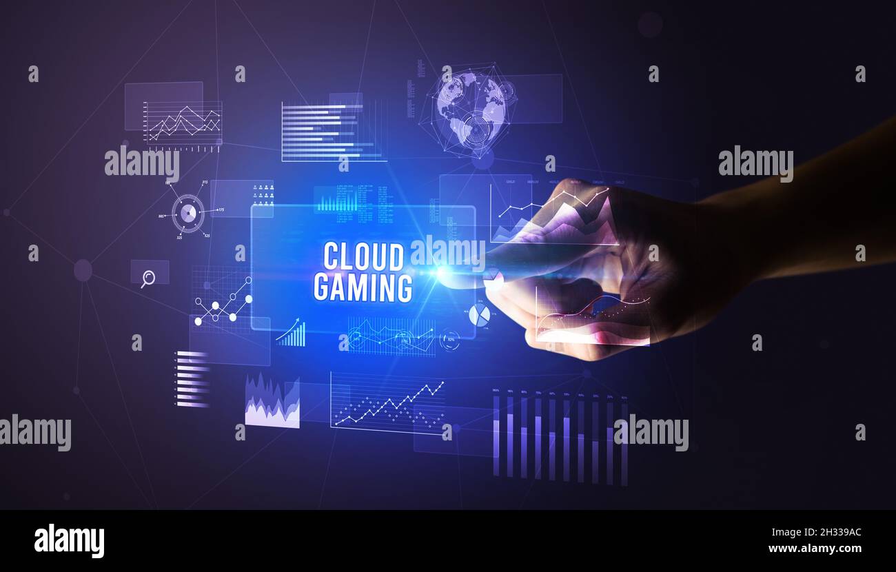 hand touching digital button, modern technology concept Stock Photo - Alamy