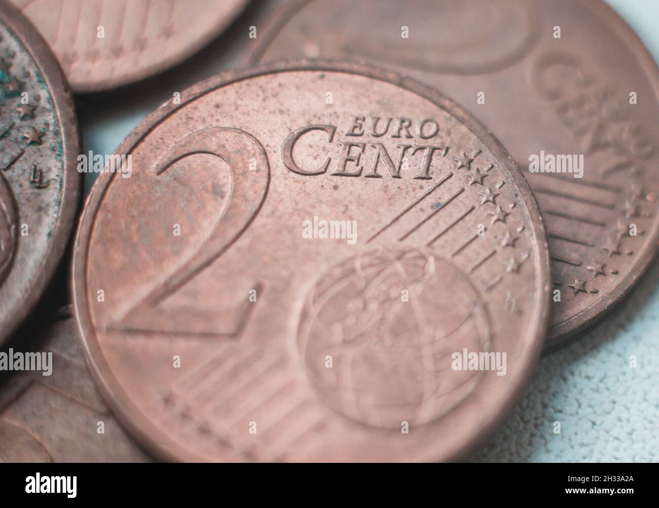 Bronze coin 2 euro cents close up. Money of Europe Stock Photo - Alamy